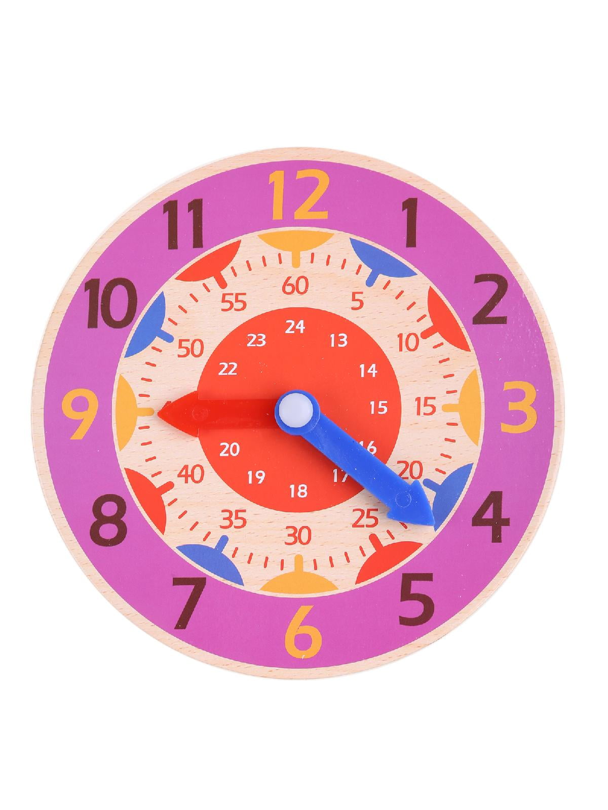 Wooden Teaching Clock Toy for Time Recognition Board Kindergarten ...