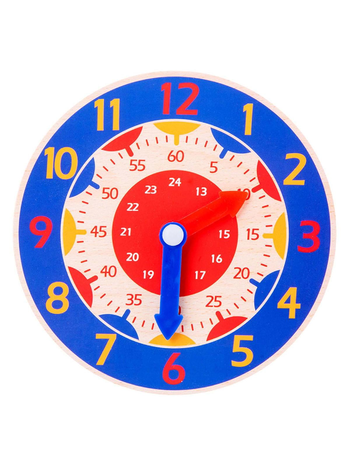Wooden Teaching Clock Toy for Time Recognition Board Kindergarten ...