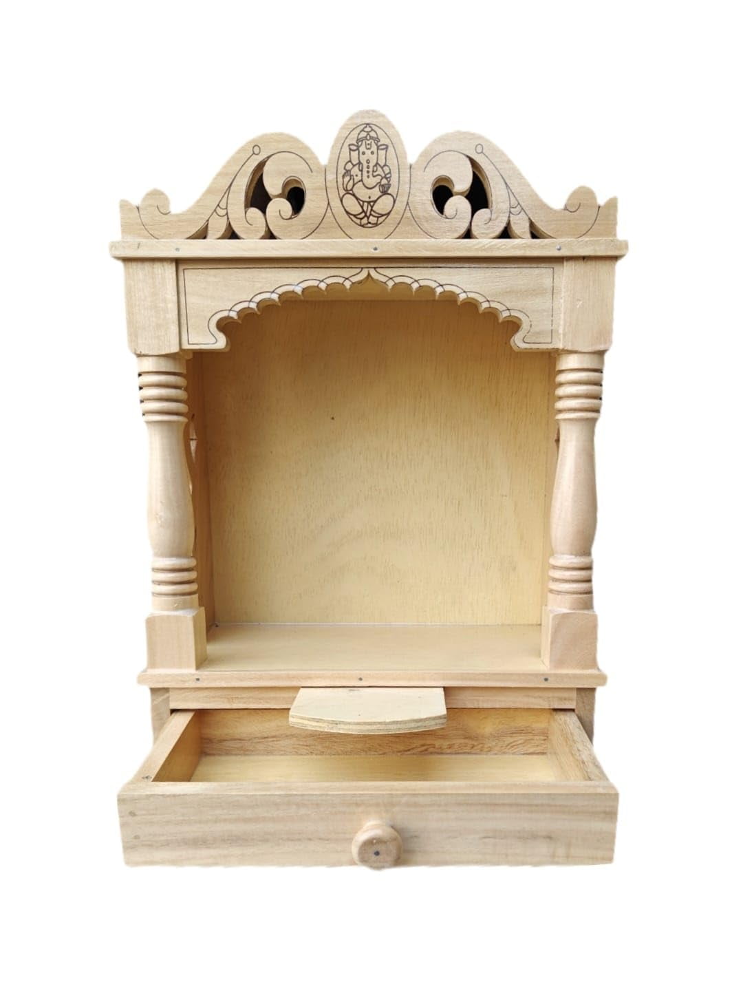 Wooden Temple 10 5 Wall Mounted Beautiful Wooden Pooja Stand for Home ...