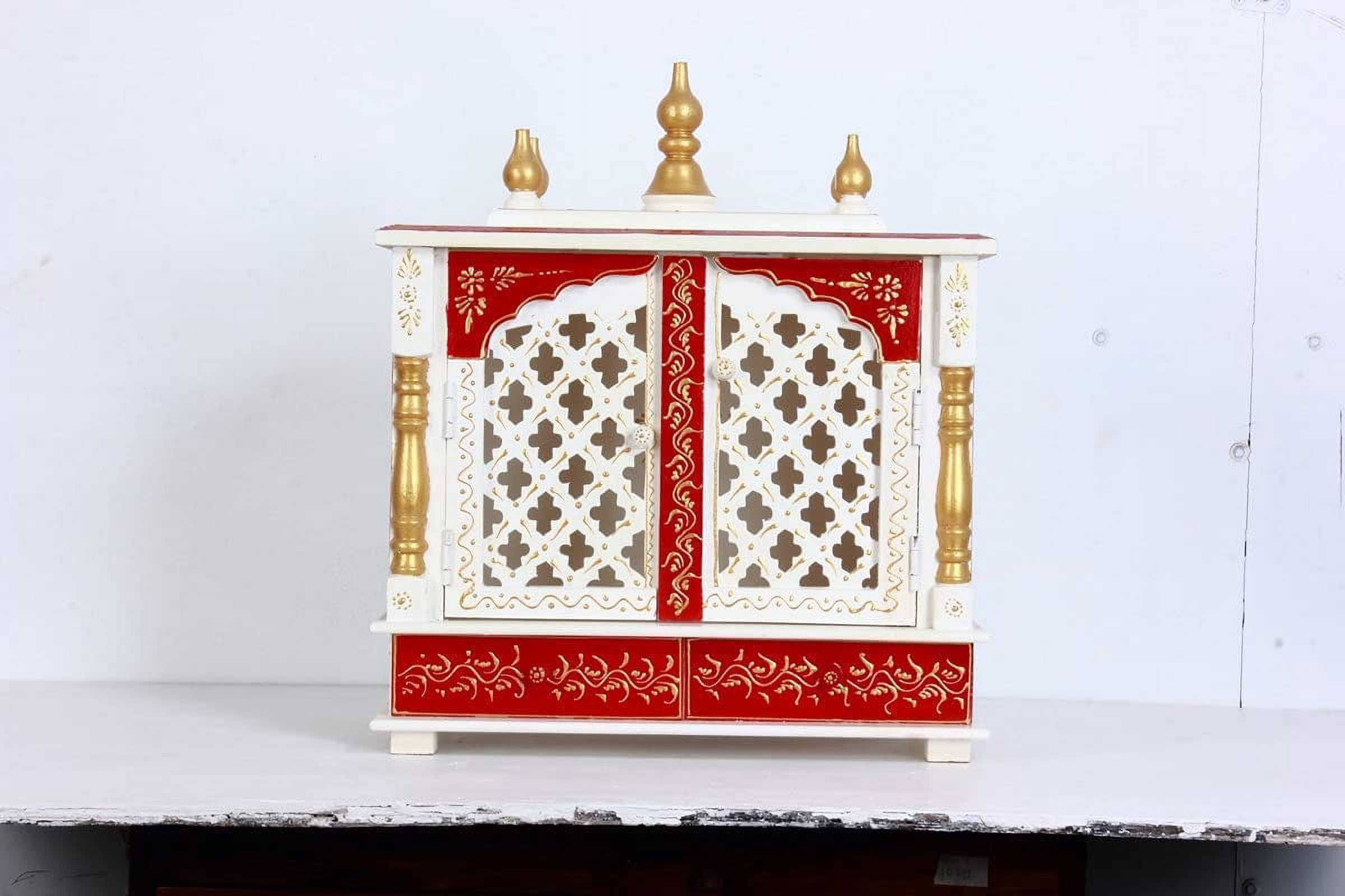 Wooden Temple For Home And Office/Hindu Pooja Temple/Mandir With Doors ...