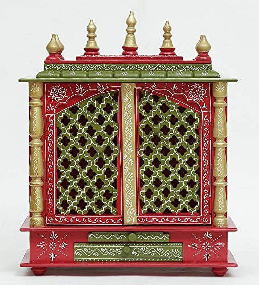 Wooden Temple For Home And Office / Maroon Antique Puja Mandir / Ethnic ...