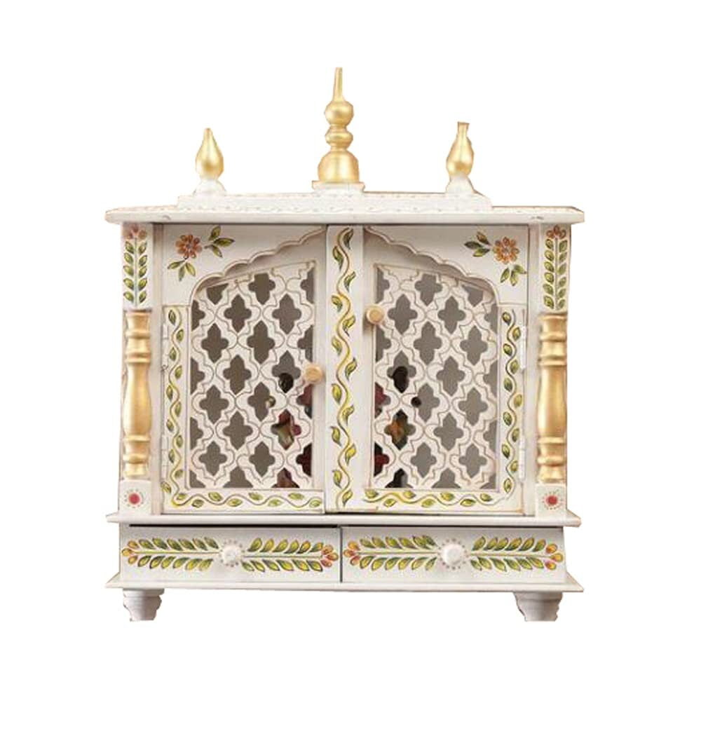 Wooden Temple For Home And Office / White Puja Mandir / Rajisthani ...