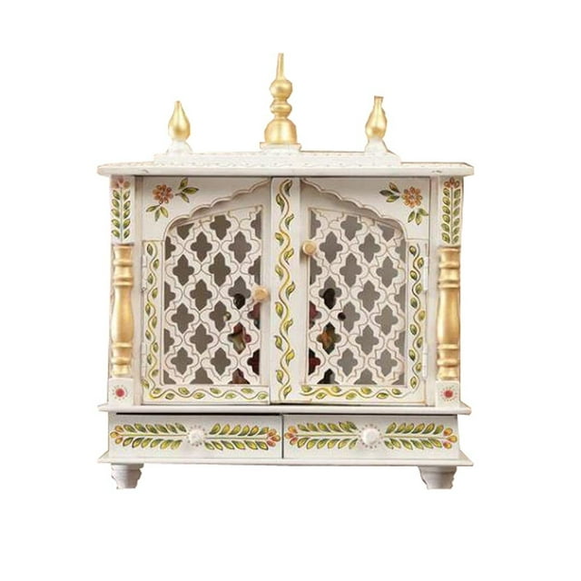 Wooden Temple For Home And Office / White Puja Mandir / Rajisthani ...