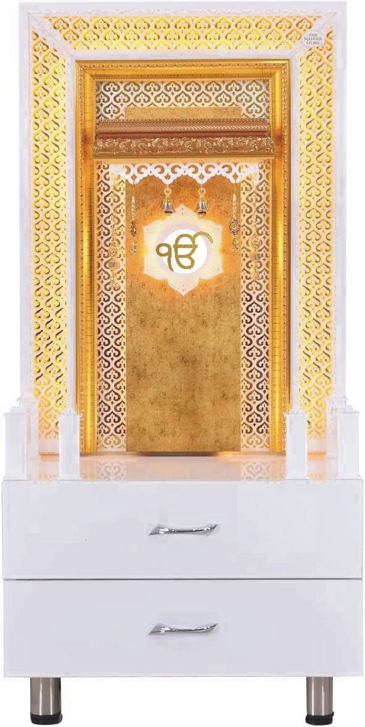 Wooden Temple For Home With LED Lights / Ik Onkar Logo / Customized ...