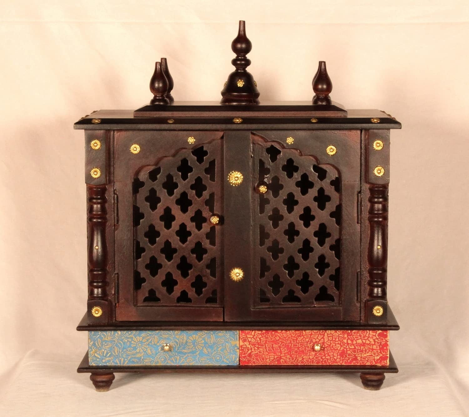 Wooden Temple Handcrafted Hindu Hanging Pooja Mandir / Pooja Ghar ...