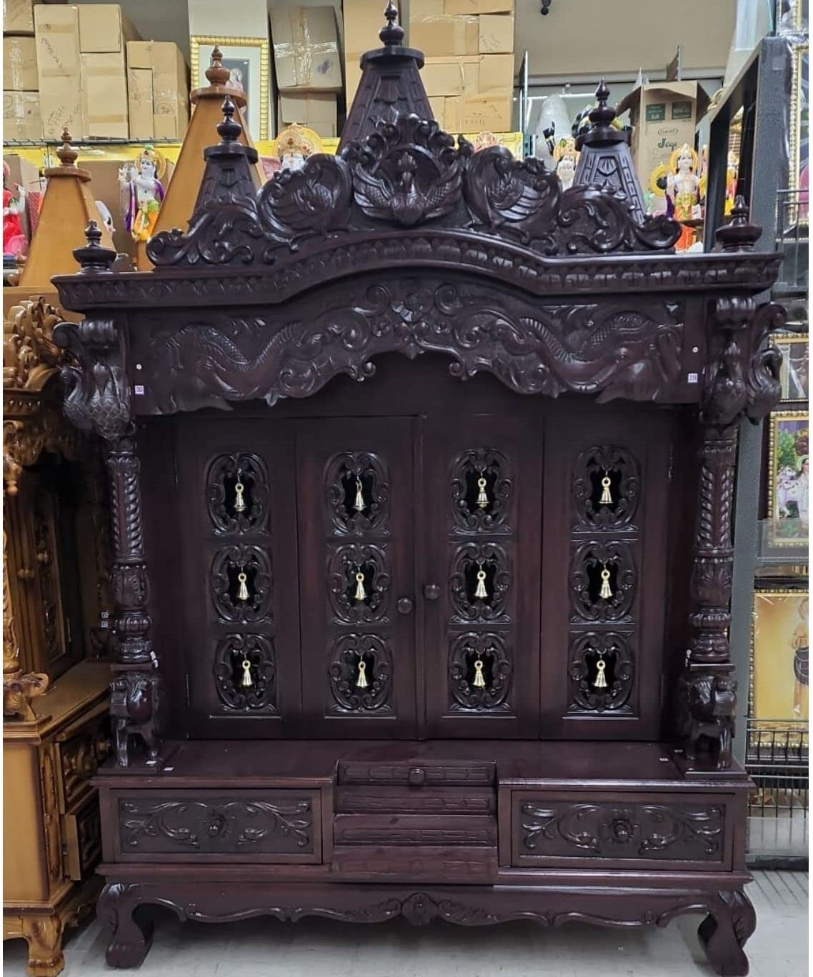 Wooden Temple for Home, Indian Home Temple, Teak Wood Temple, Pooja ...