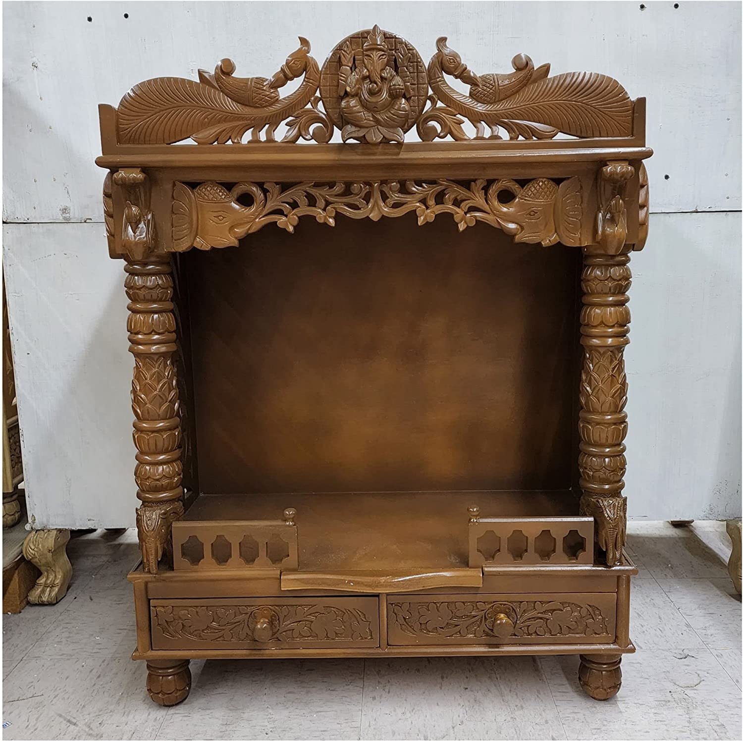 Wooden Temple, Large Home Temple, Teak Wood Temple, Home Mandir, Pooja ...