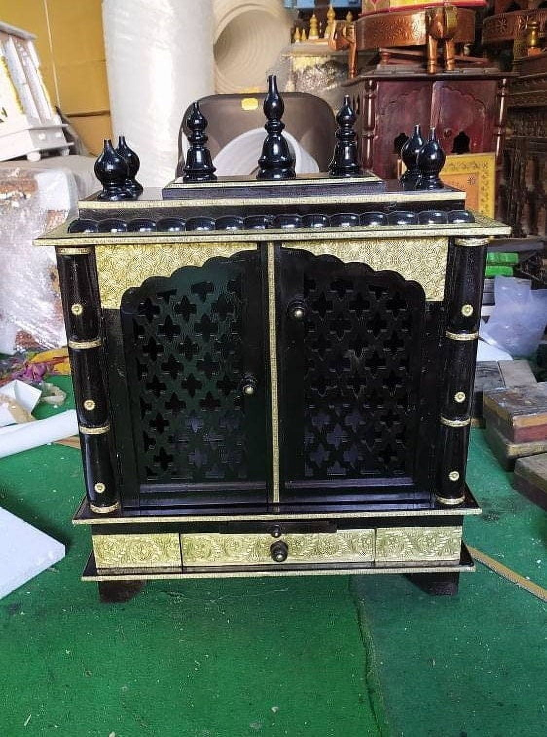 Wooden Temple Mandir Brass Handcrafted Window Pooja Ghar Mandap For ...