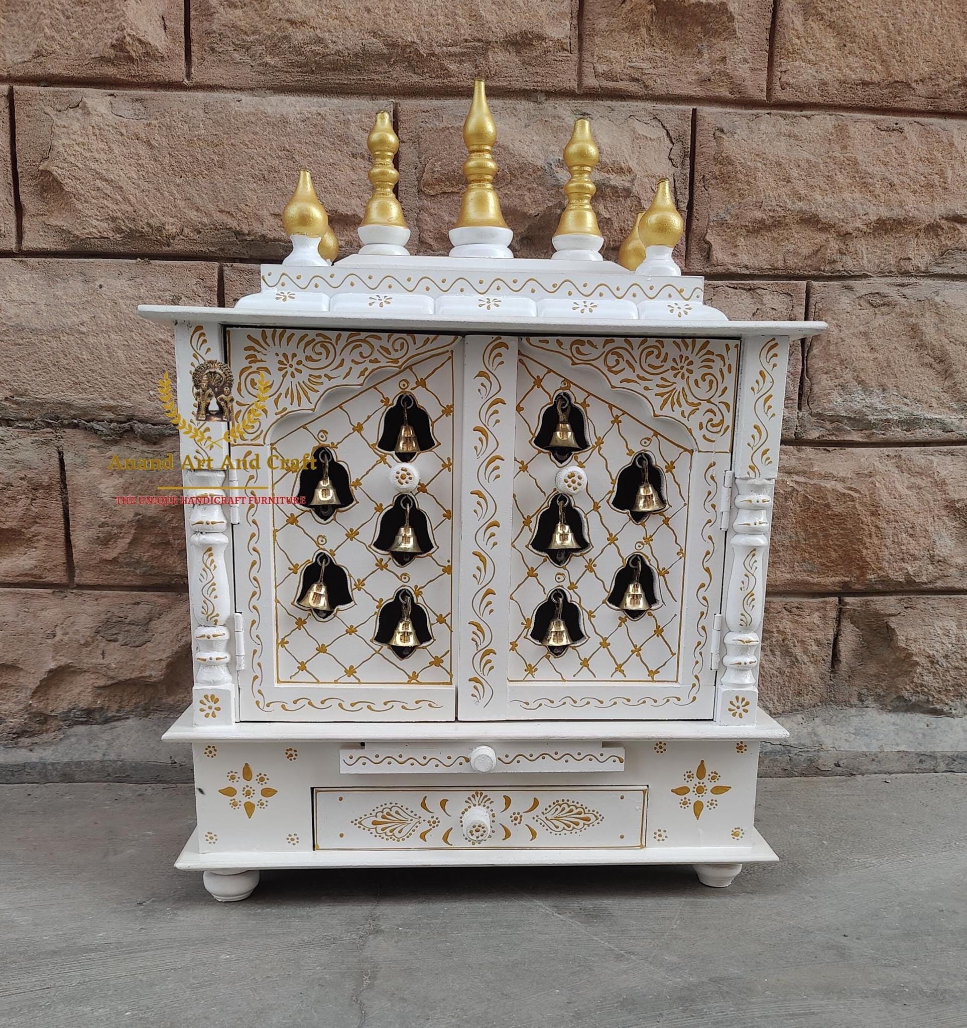 Wooden Temple Mandir Handcrafted Window Bells Pooja Mandap With ...