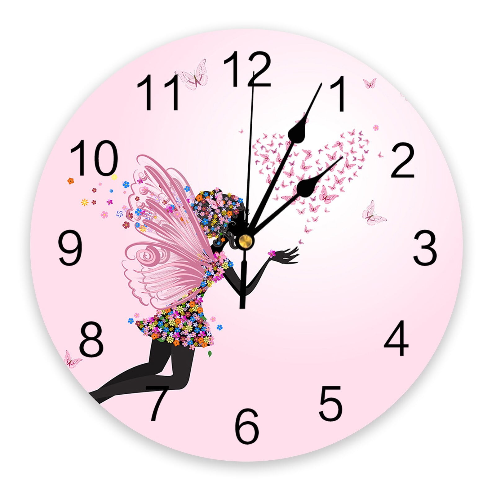 Wooden Texture Turquoise Butterfly Wall Clocks Home Decoration Silent ...