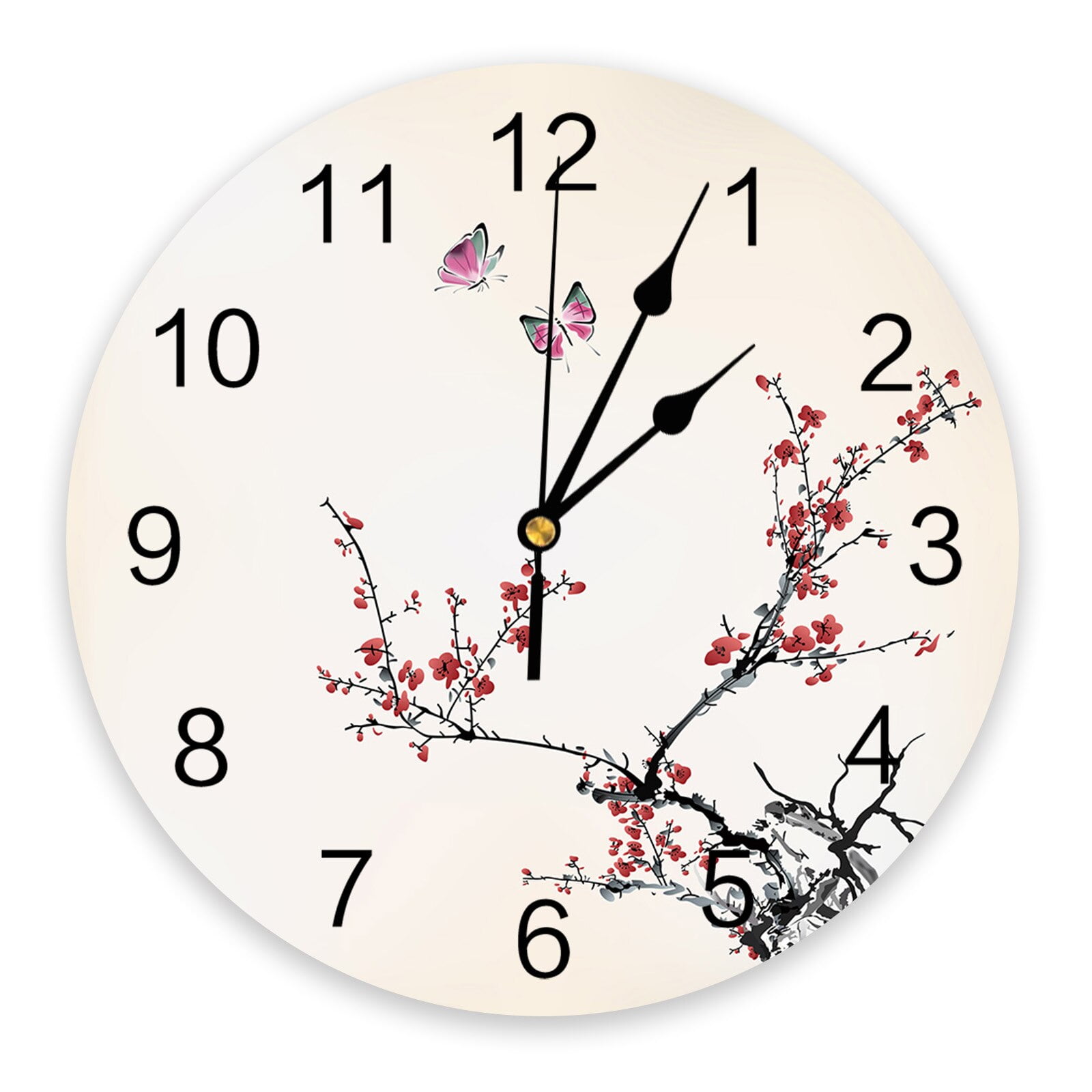 Wooden Texture Turquoise Butterfly Wall Clocks Home Decoration Silent ...