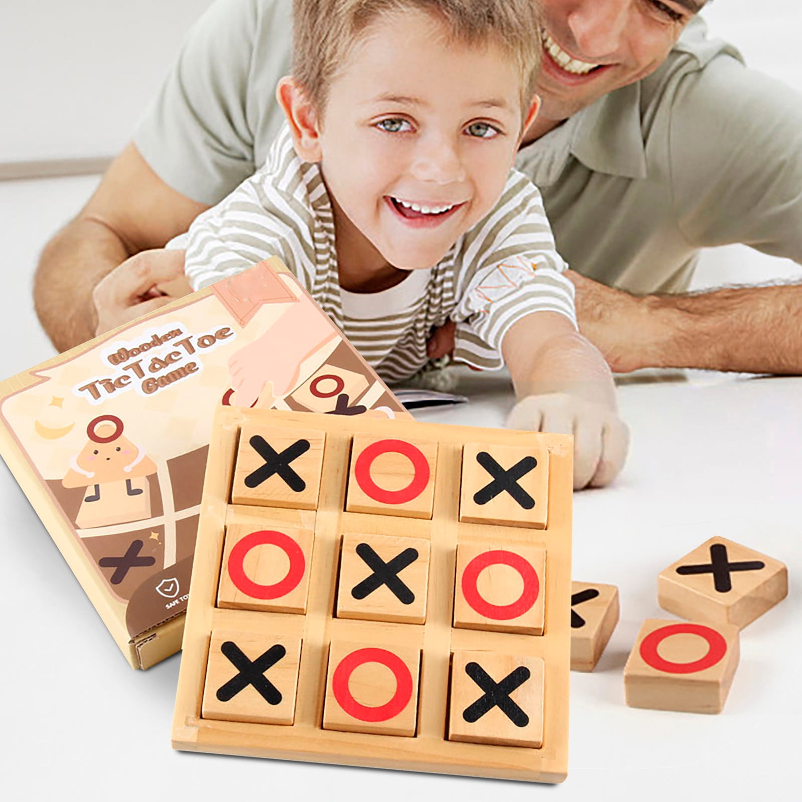 Wooden Tic-Tac-Toe Board Game | Classic Nine Square Strategy Puzzle ...