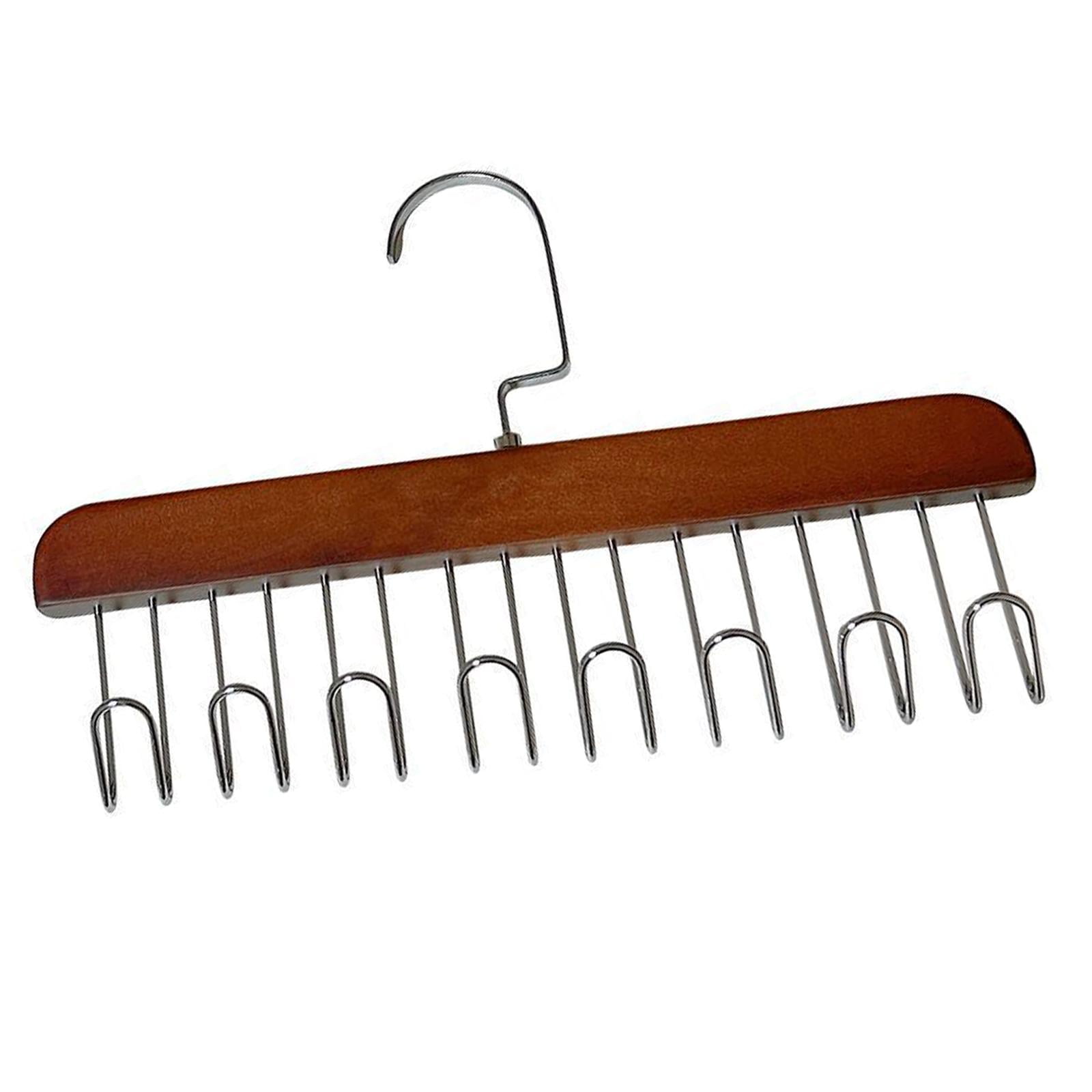 Wooden Tie Hanger with 8 Hooks Closet Storage Shawl Towel Holder ...