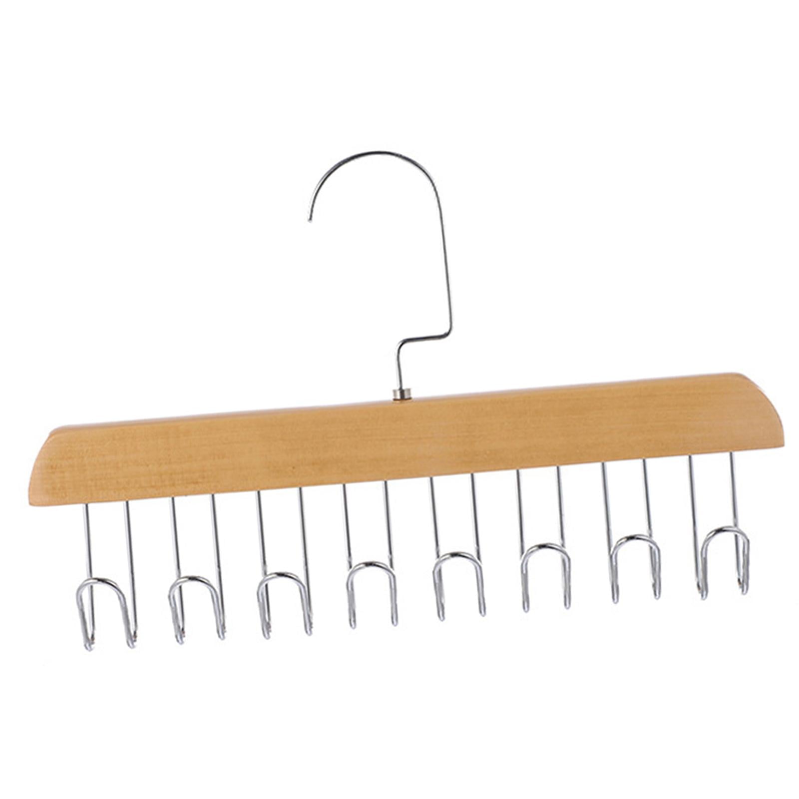 Wooden Tie Hanger with 8 Hooks Closet Storage Shawl Towel Holder ...