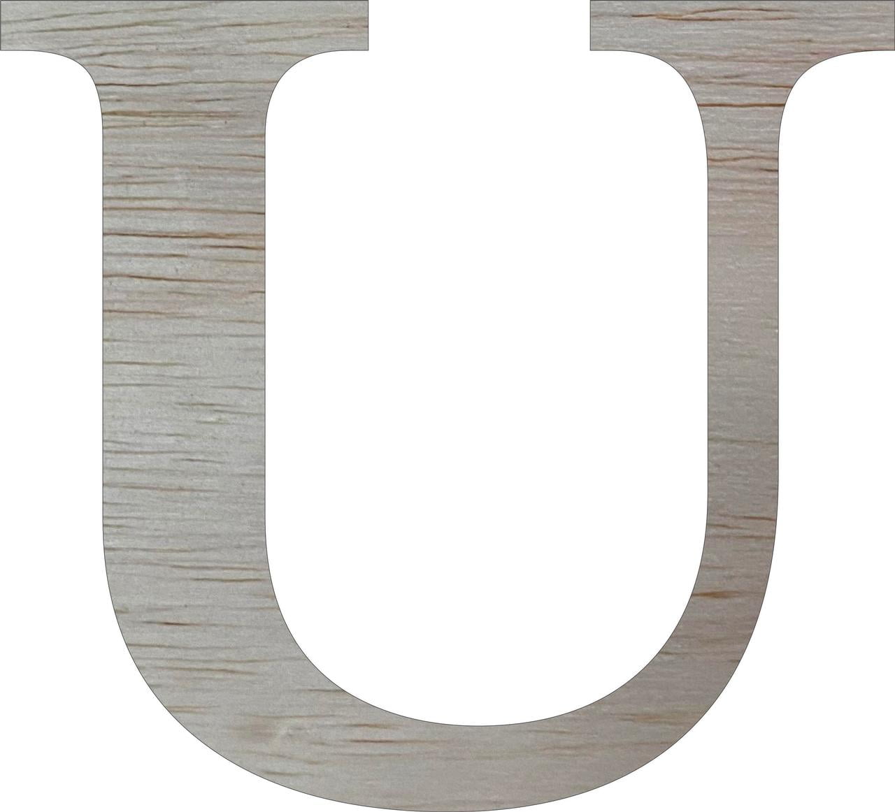 Wooden Times Letter U, Unfinished 3'' Tall Small Craft Letter ...