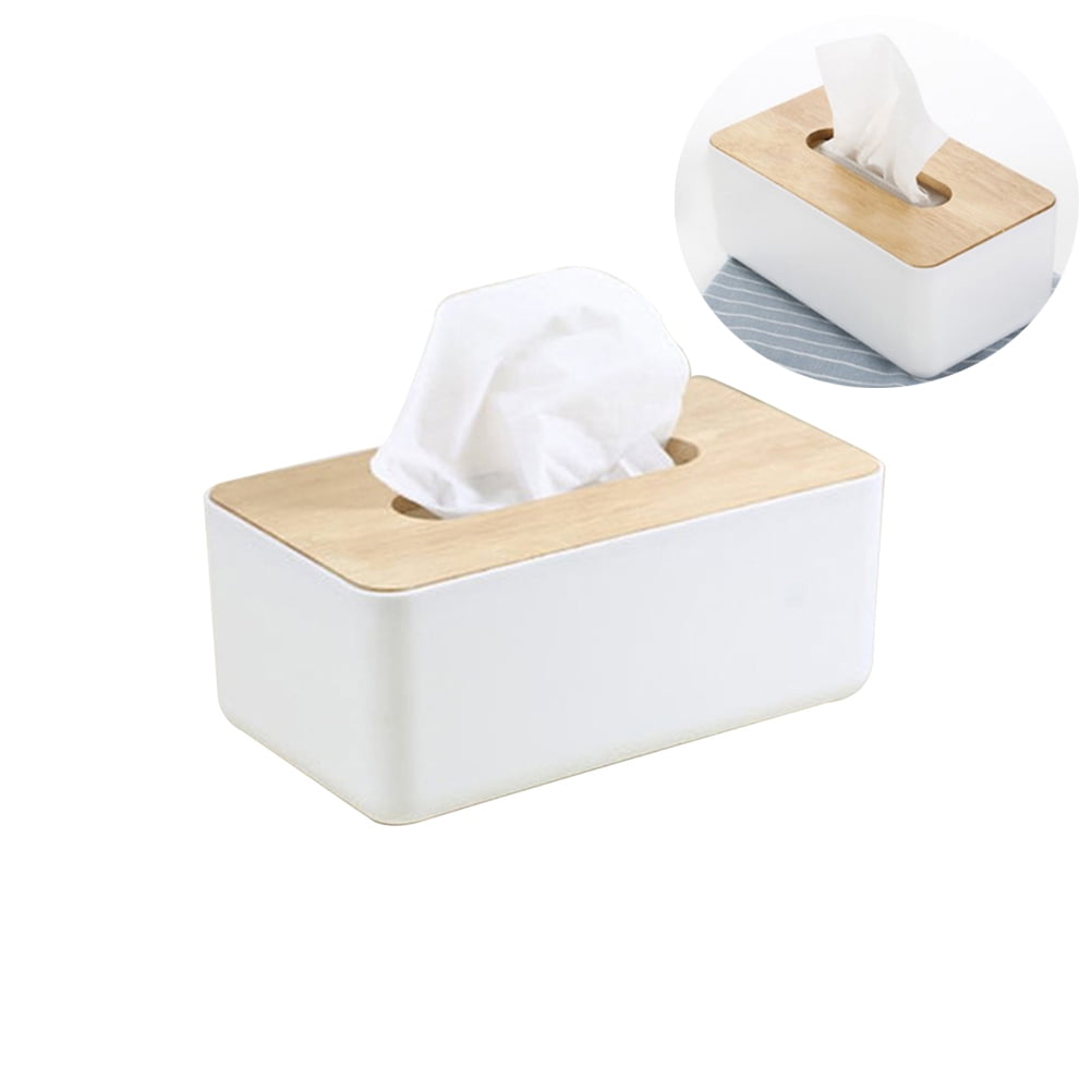 Wooden Tissue Box Rectangular Tissue Paper Cover Holder for Home Office ...