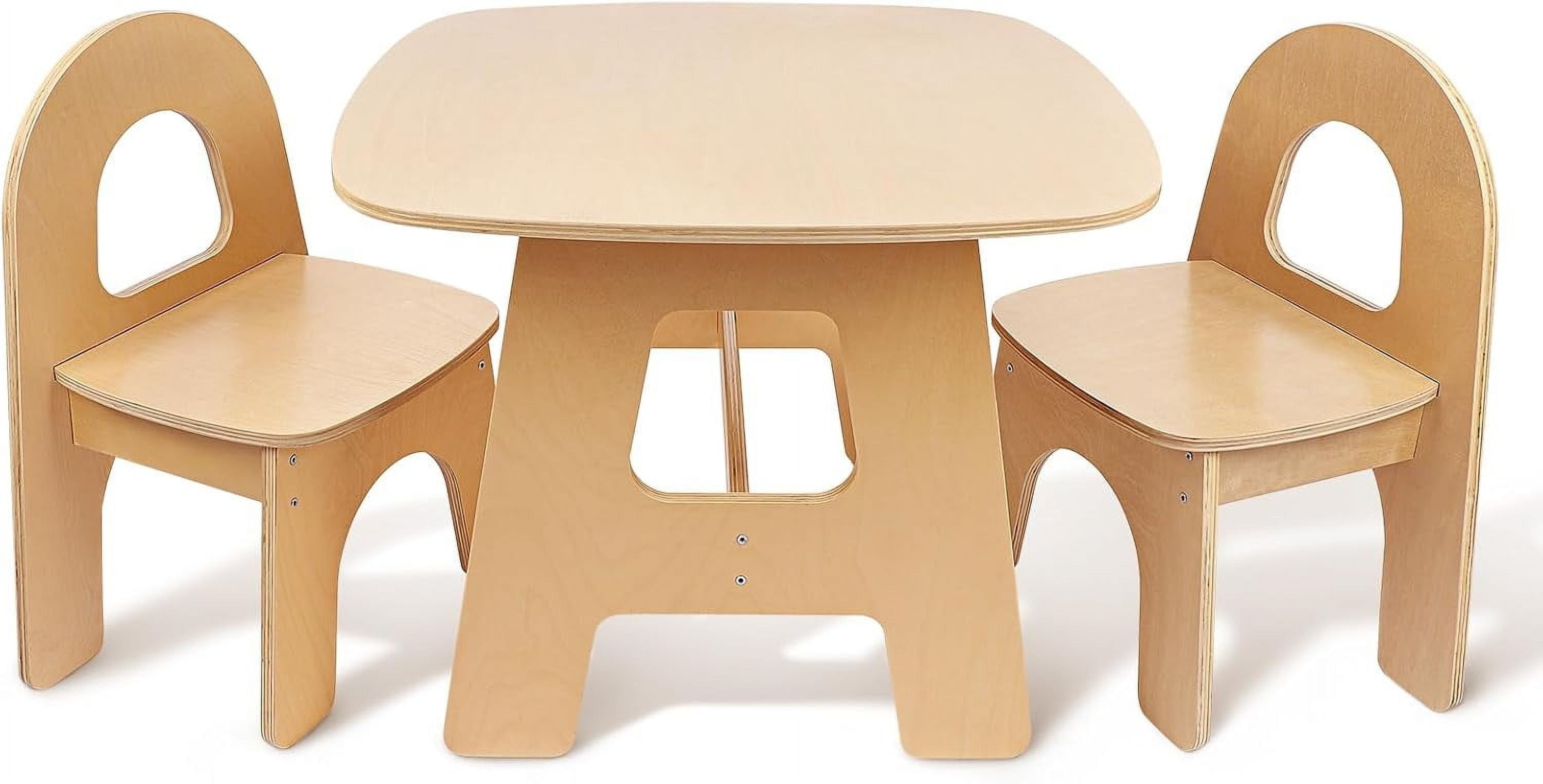 Wooden Toddler Table and 2 Chairs Set 28x22x20in Table Natural Wood ...