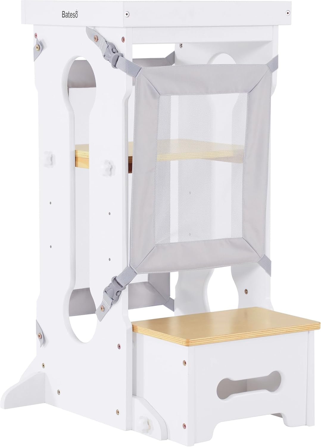 Wooden Toddler Tower with 2 Detachable Nets, Adjustable Height Kids ...