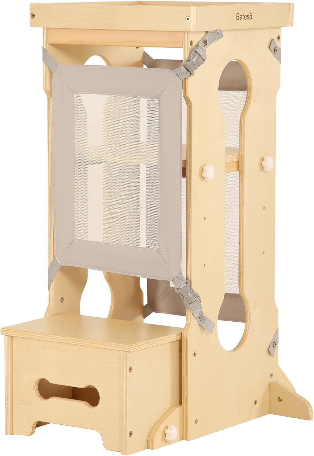 Wooden Toddler Tower with 2 Detachable Nets, Adjustable Height Kids ...