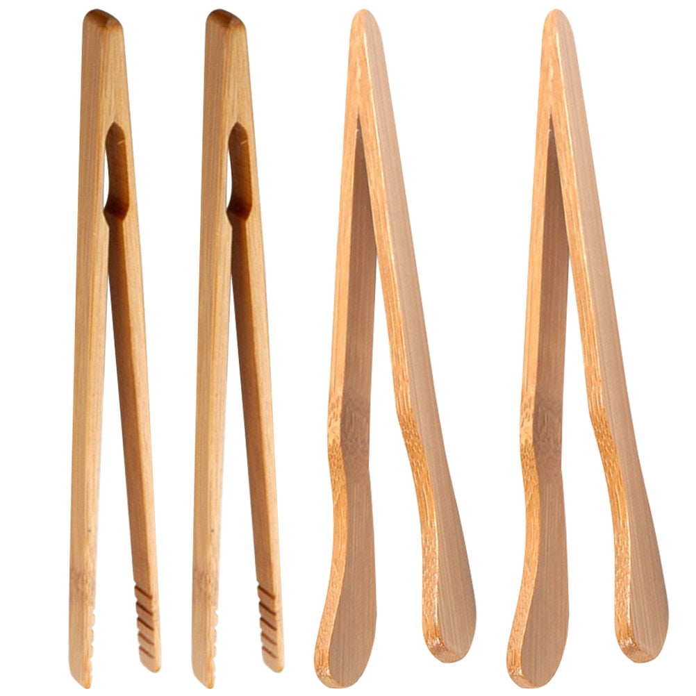 Wooden Tongs Anti-scald Food Clamp Bread Tea Holder 4 Pcs Toasters for ...