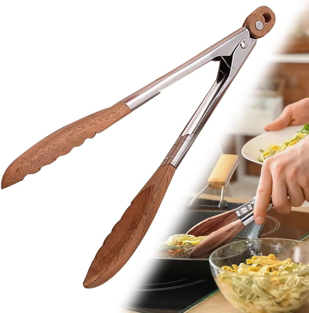 Wooden Tongs for Cooking 2025 New Self-Locking Wooden Cooking Tongs ...