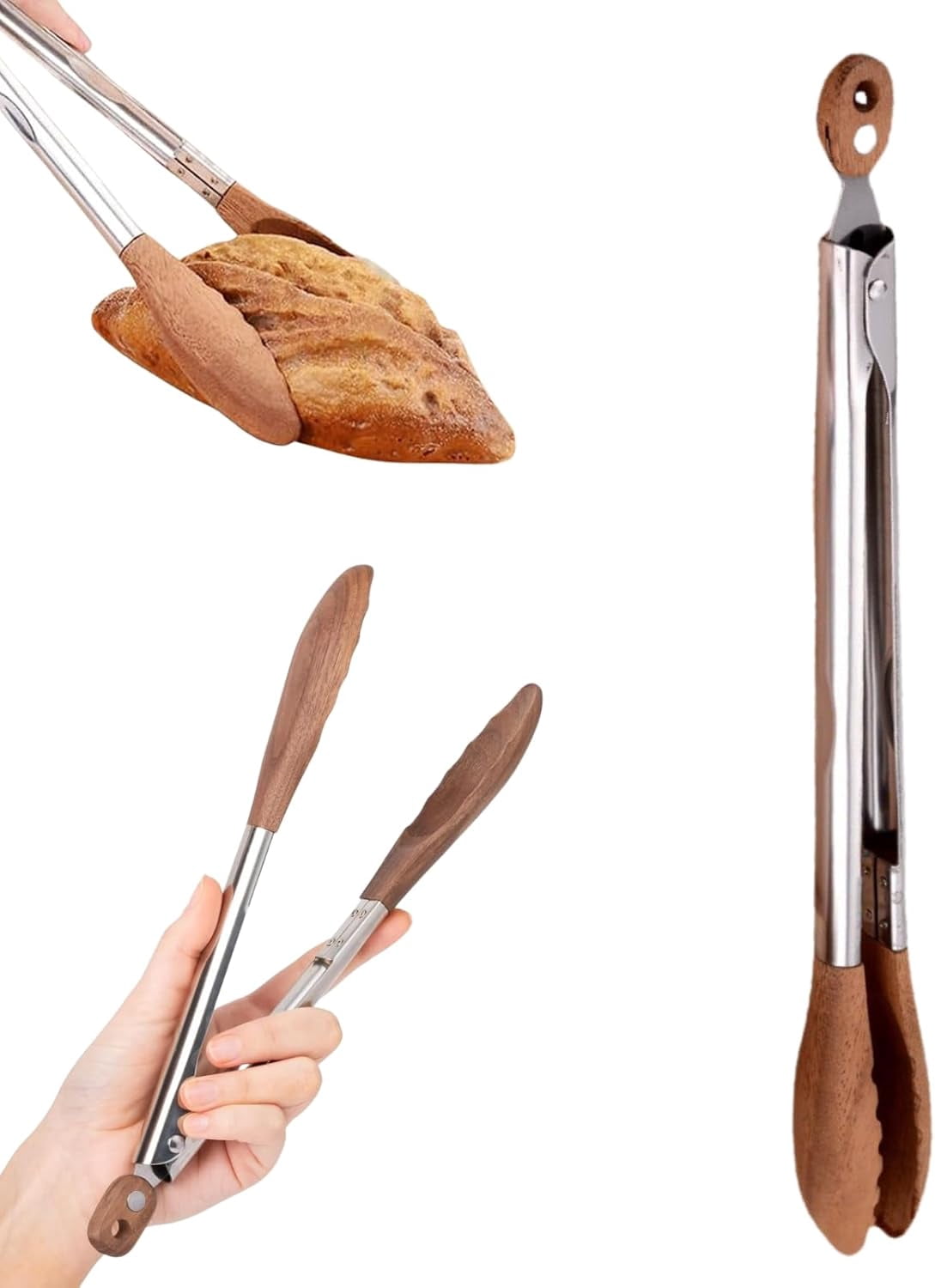 Wooden Tongs for Cooking, 2025 Upgraded Wooden Tongs for Salad, Bakey ...