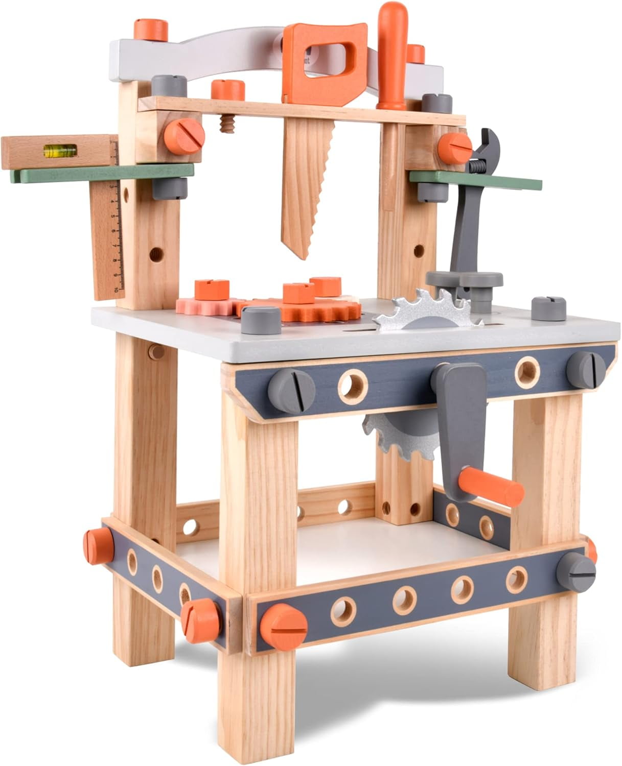 Wooden Tool Bench for Kids Toddlers, Pretend Play Workbench Set ...