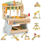 Kids Tool Bench Set, Wooden Tool Workbench for Toddlers, Pretend Play ...