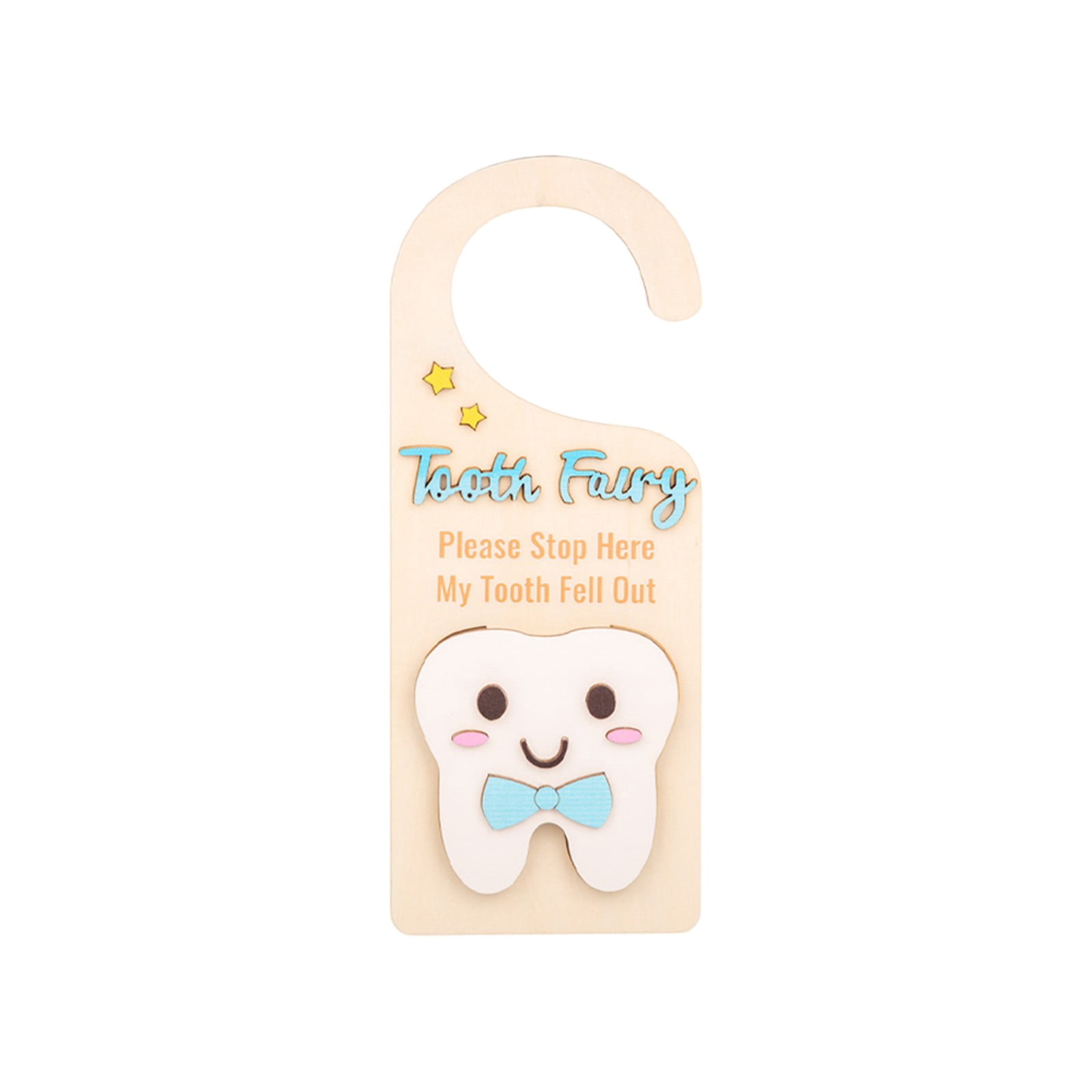 Wooden Tooth Fairy Door Hanger Plaque - Kids Lost Teeth Gift with Knob ...