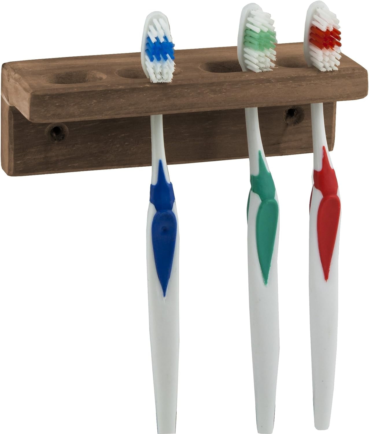 Wooden Toothbrush Holder, 100% Solid Teak Wood, Wall Mountable, Fits Up ...