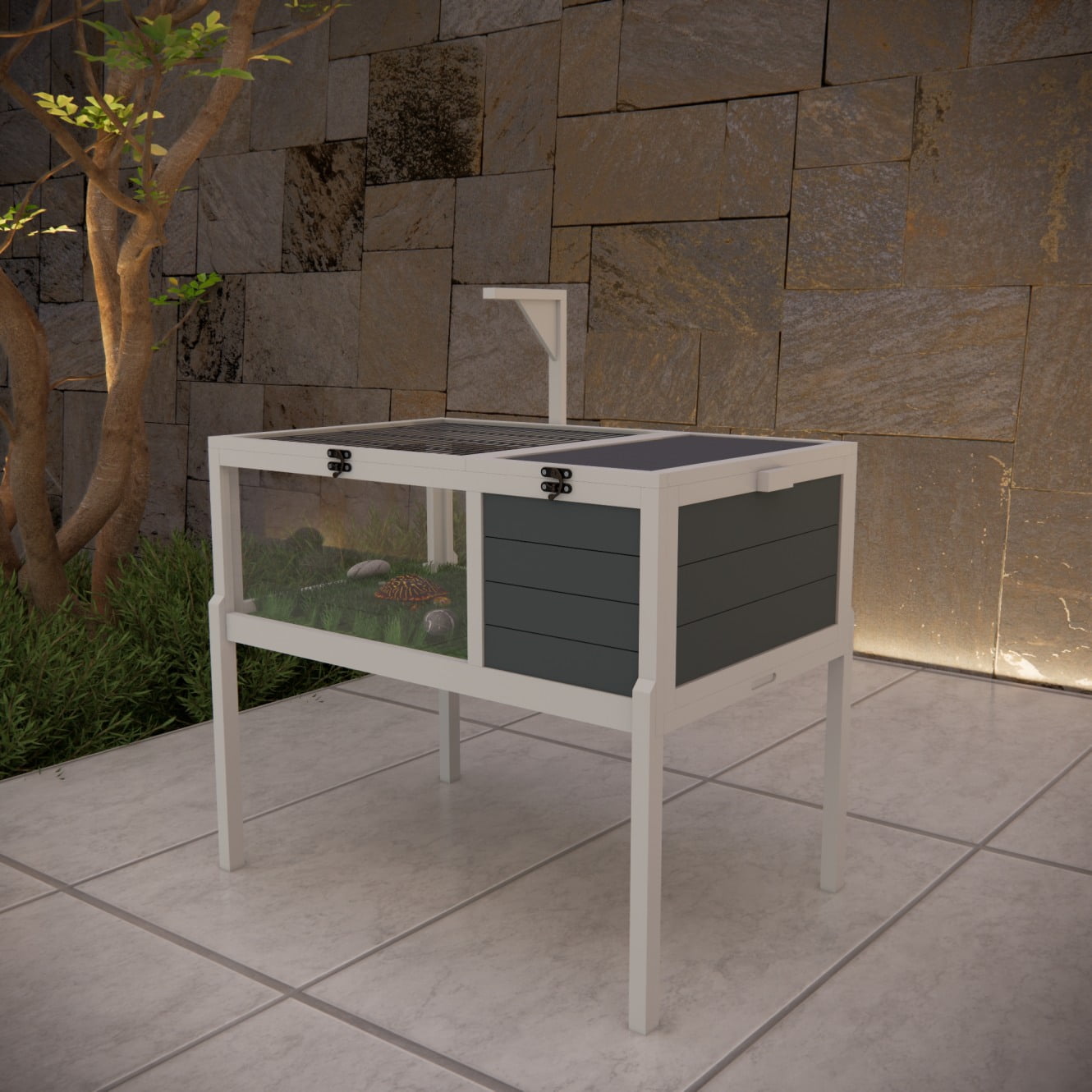 Wooden Tortoise House, Reptile Cage with Detachable Legs and Removable ...