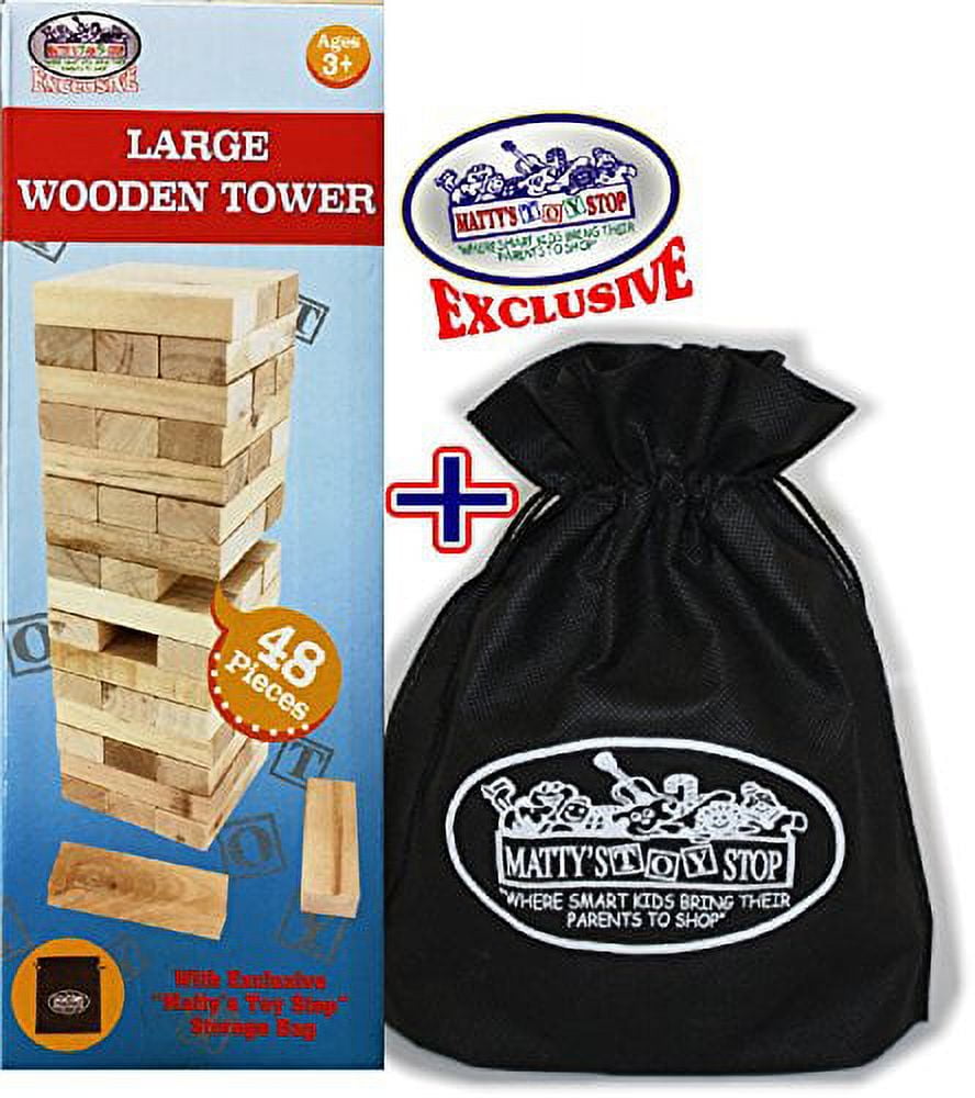 Wooden Tower Deluxe Stacking Game with Exclusive "Matty's Toy Stop ...