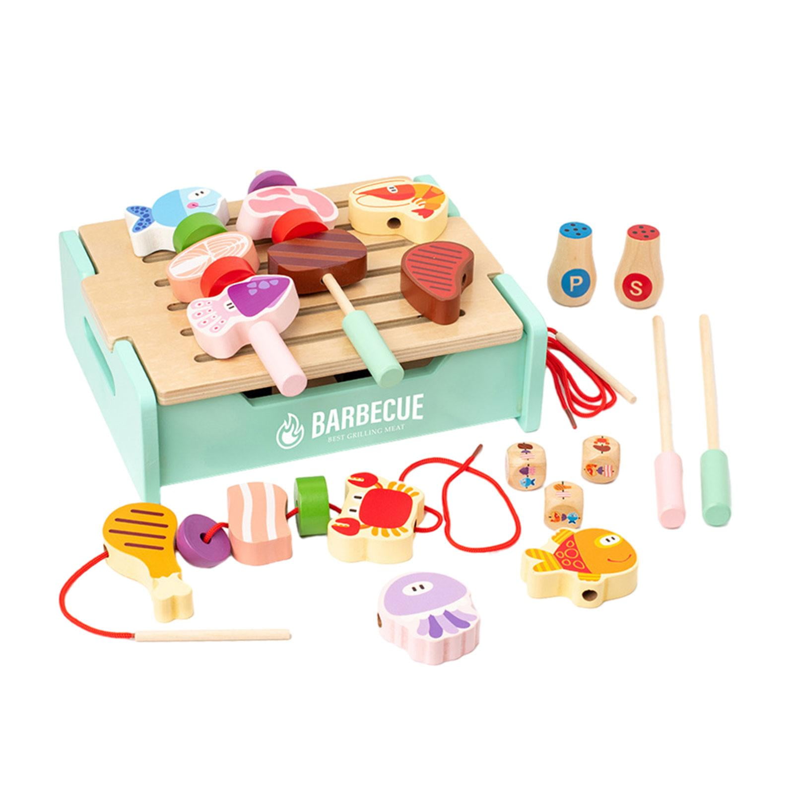 Wooden Toy BBQ Set, Kids Play Kitchen Set, Early Education, Cooking ...