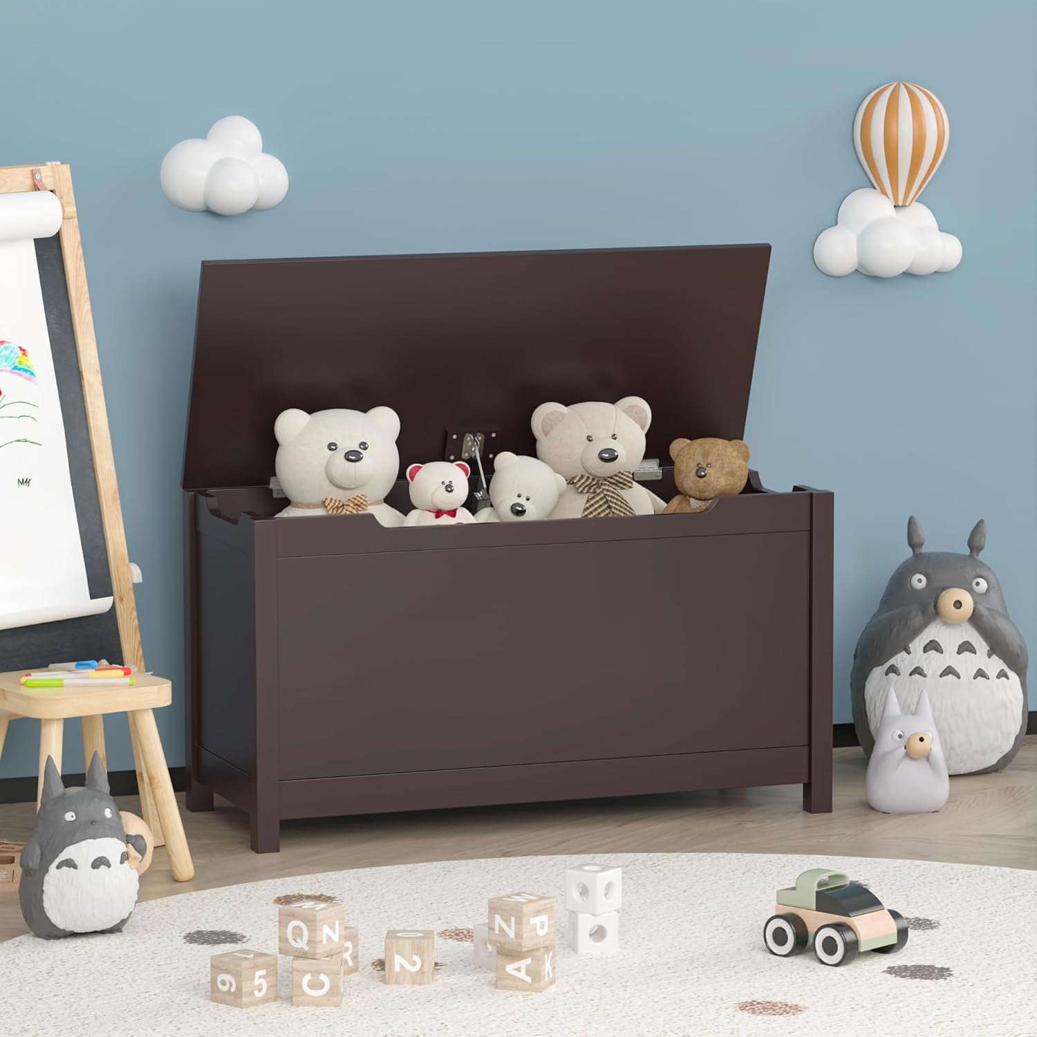 Wooden Toy Chest, Kids Toy Box，Furniture for Playroom, Bench with ...