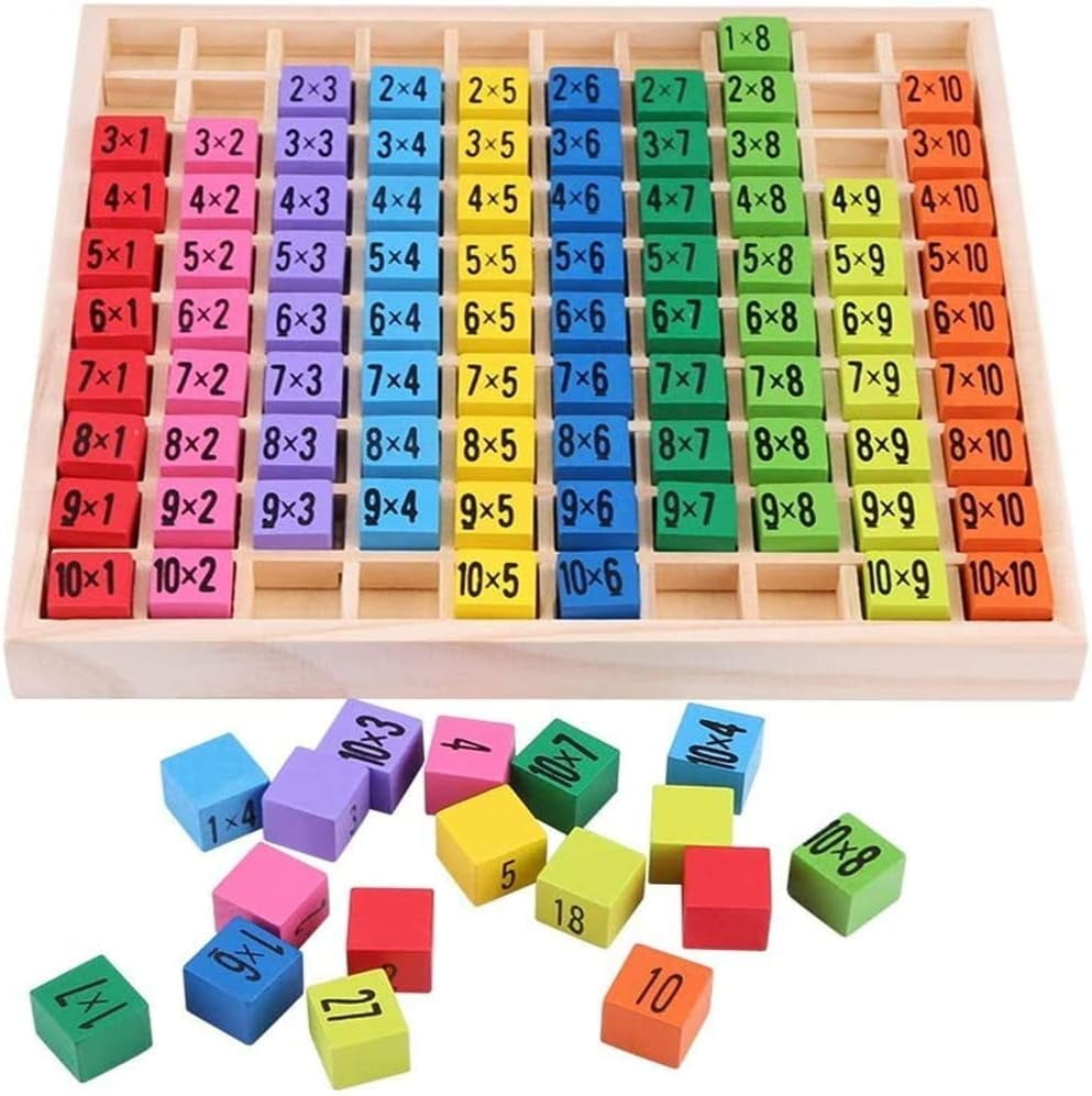 Wooden Toys Hundred Board Math 10x10 Times Table Tray with Answers ...