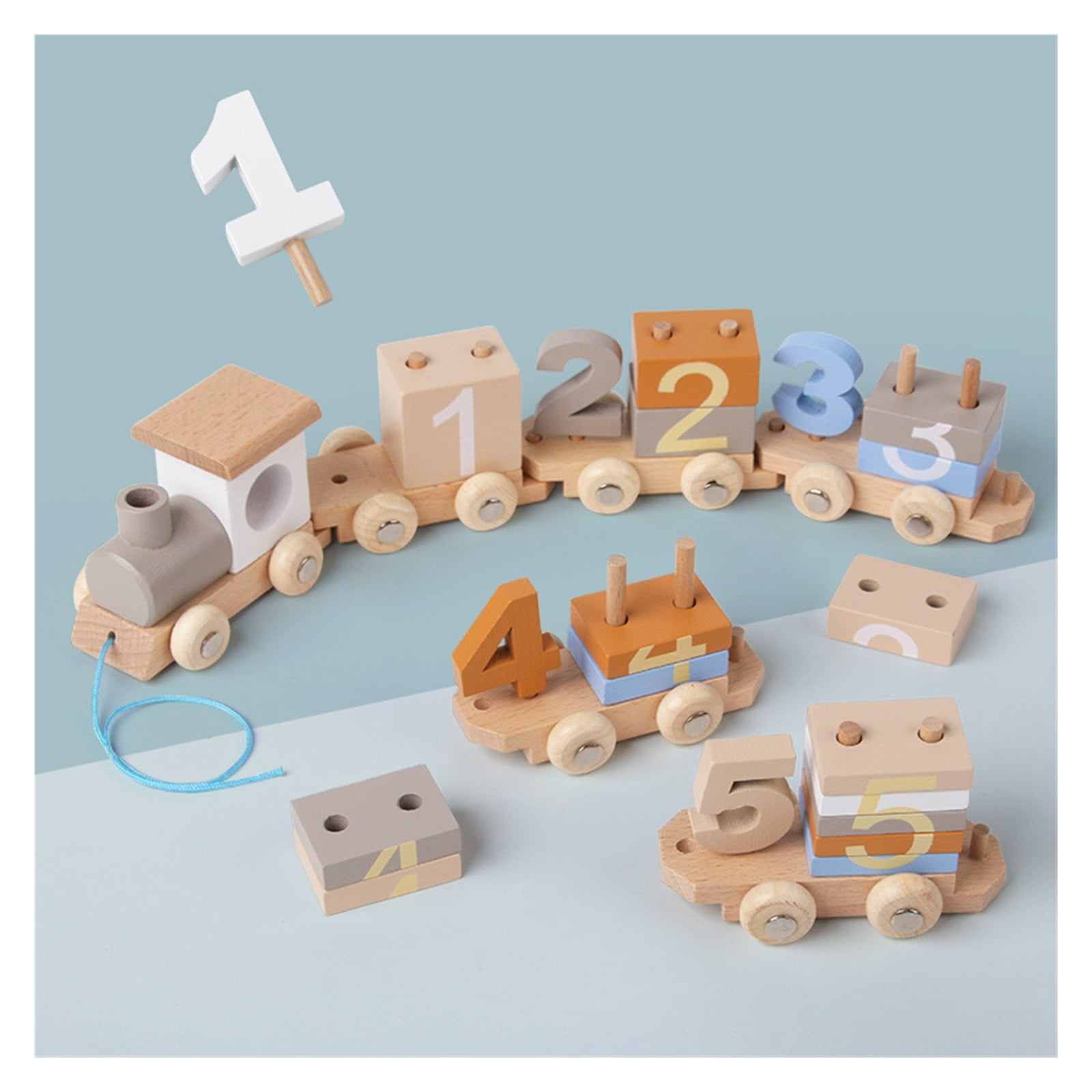 Wooden Toys Train Building Blocks Toys for Kids Birthday Gift Number ...