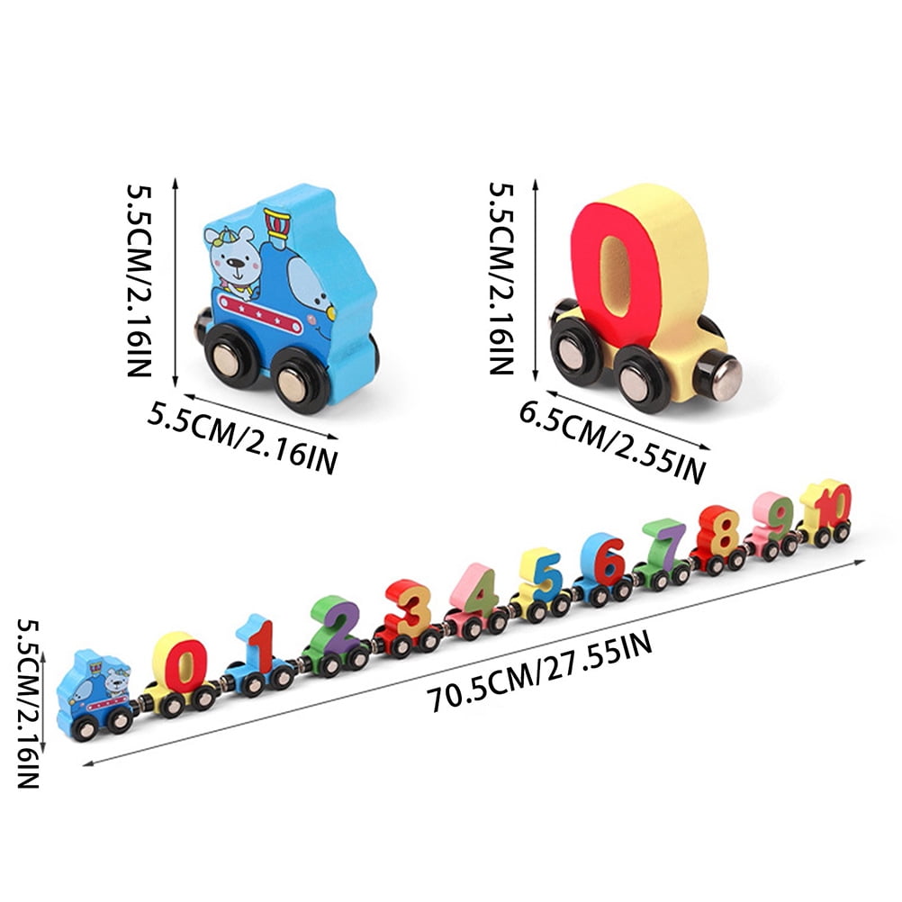 Wooden Train Building Block Toy Set Wooden Magnetic Alphabet ABC Number ...