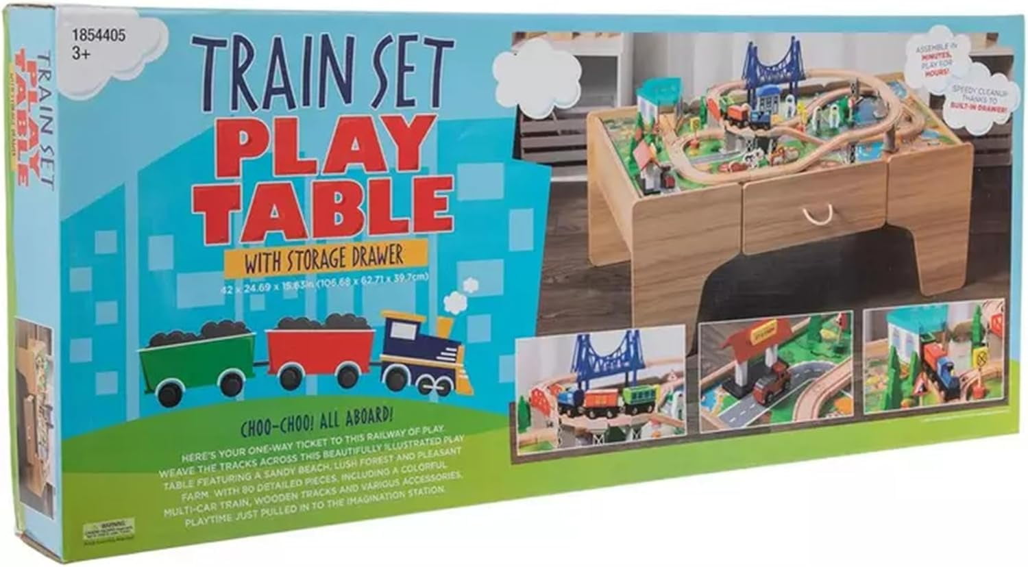 Wooden Train Set & Kids Activity Table (80 pcs) – Durable Toy Train Set ...