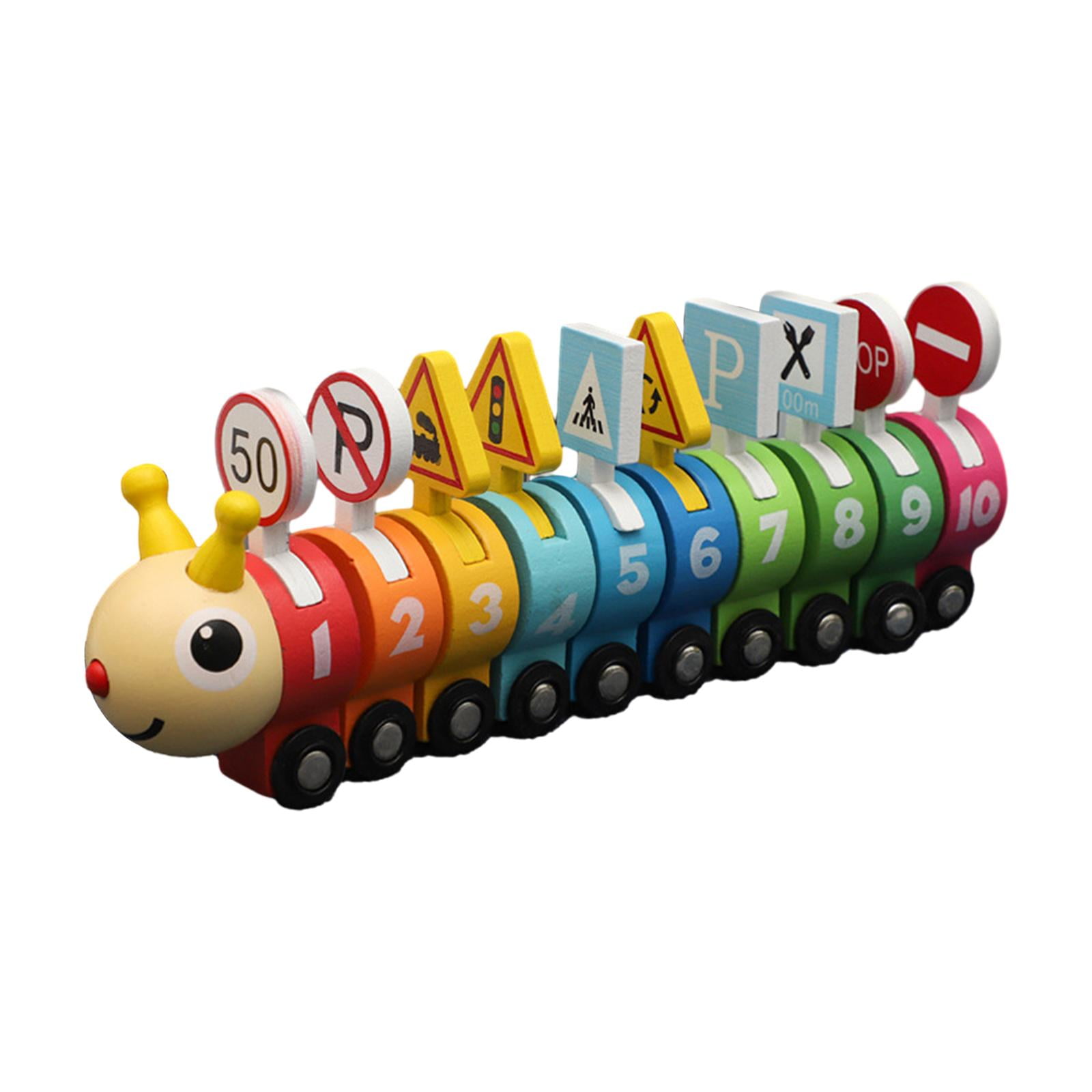 Wooden Train Set Learning Toy Caterpillar Toy Train for Baby 1 2 3 Year ...