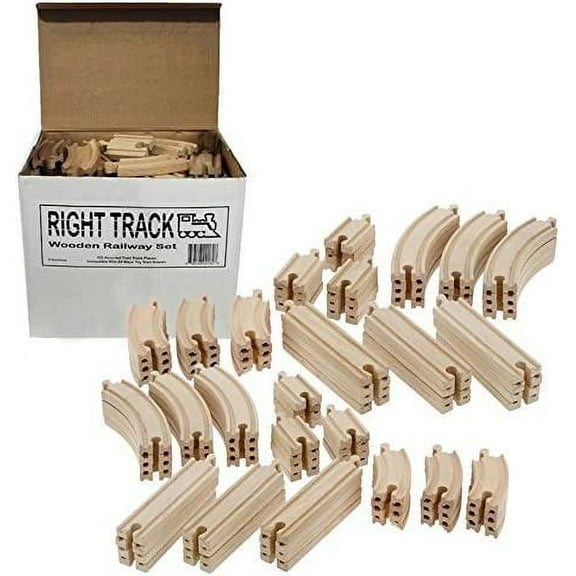 Wooden Train Track 52 Piece Set - 18 Feet Of Track Expansion And 5 ...