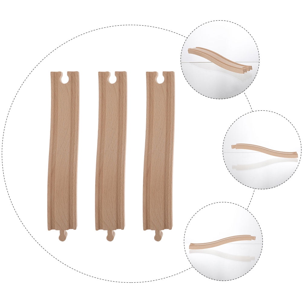 Wooden Train Track 3Pcs Bulk Track Props Wooden Turning Path Assembled ...