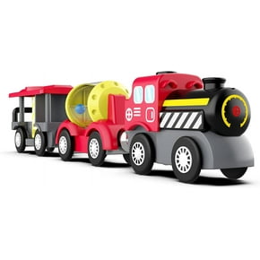 Battery Operated Wooden Train Sets for Kids with Track Accessories