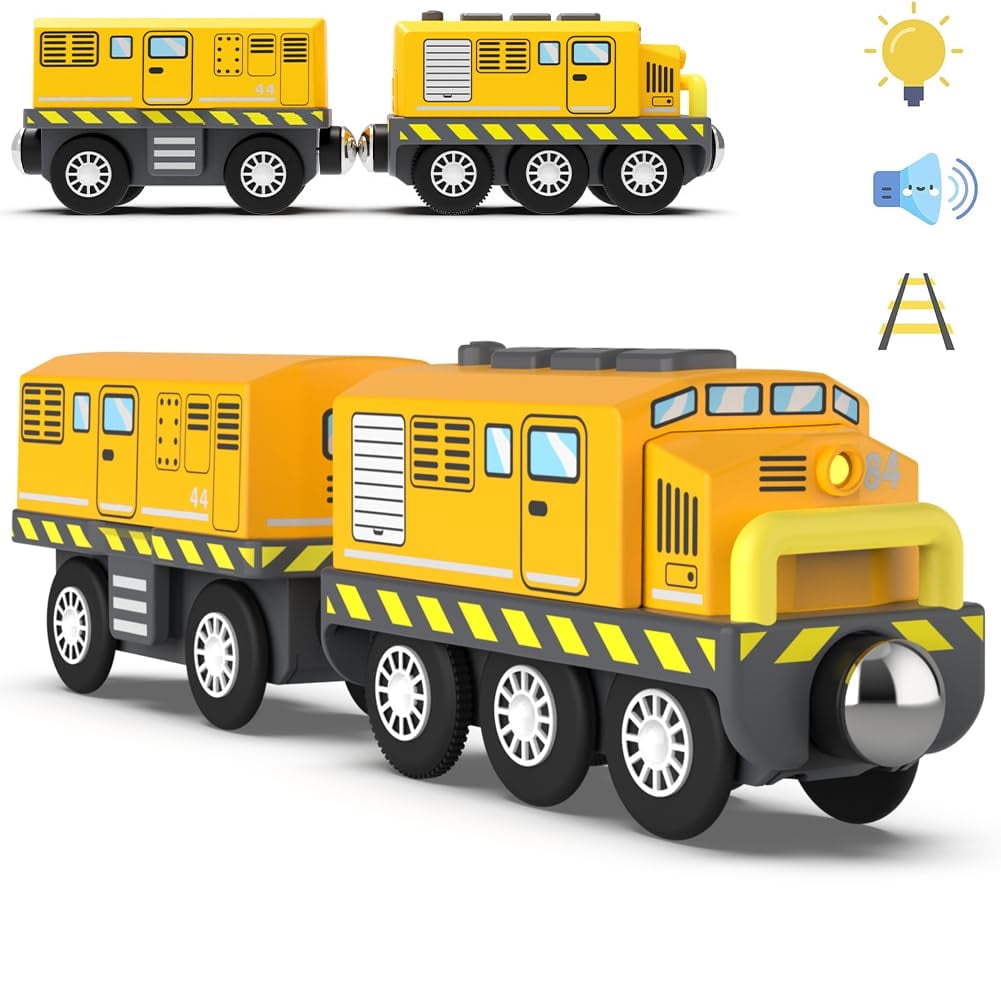 HYPERLIVING Wooden Train Track Accessories Battery Operated Locomotive ...