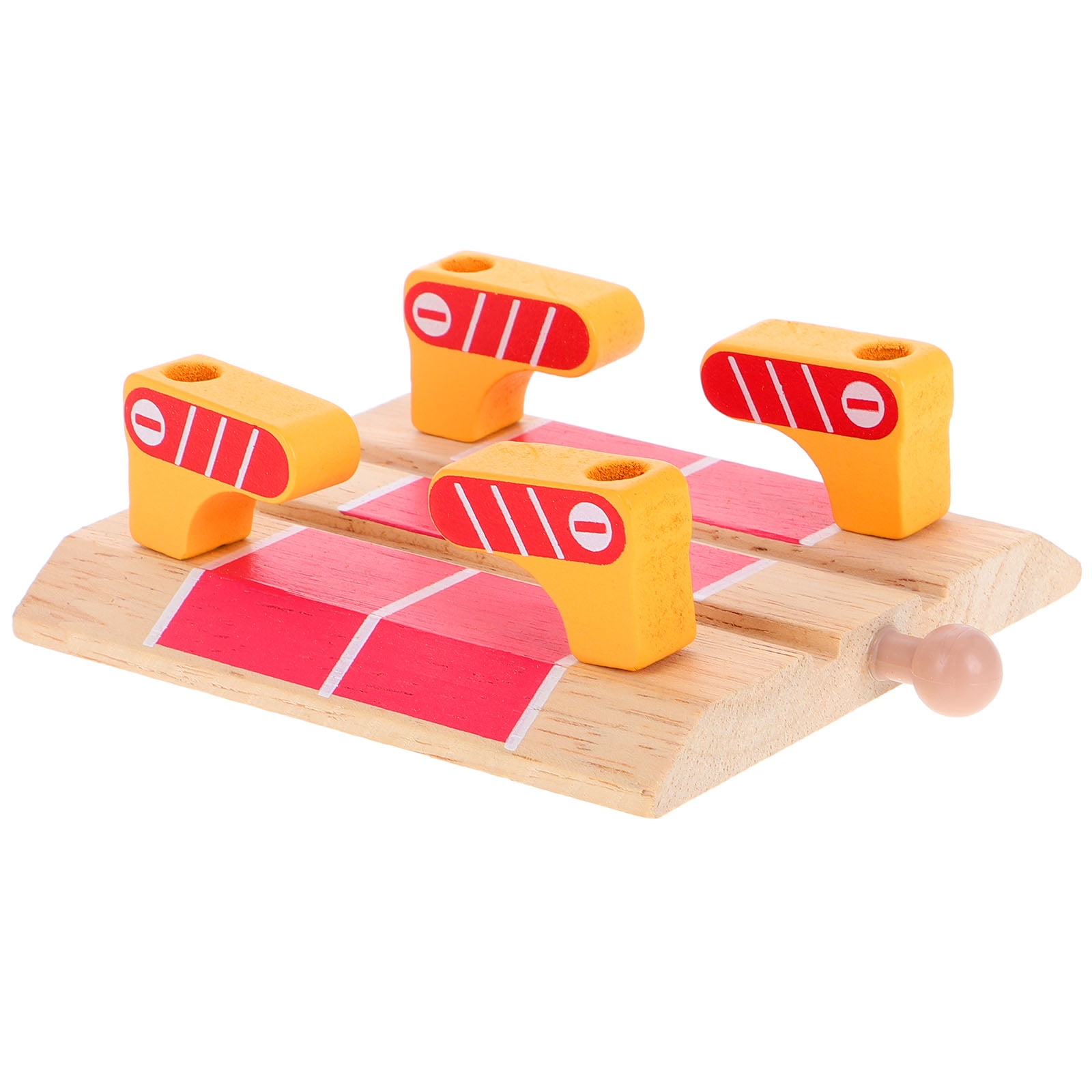 Wooden Train Track Barricade Station Model Children Wood Train Building ...