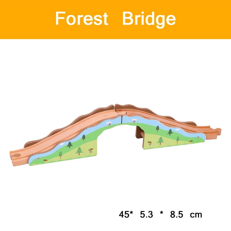 Wooden Train Track Parts Bridge Wooden Railway Toys Racing Tracks ...