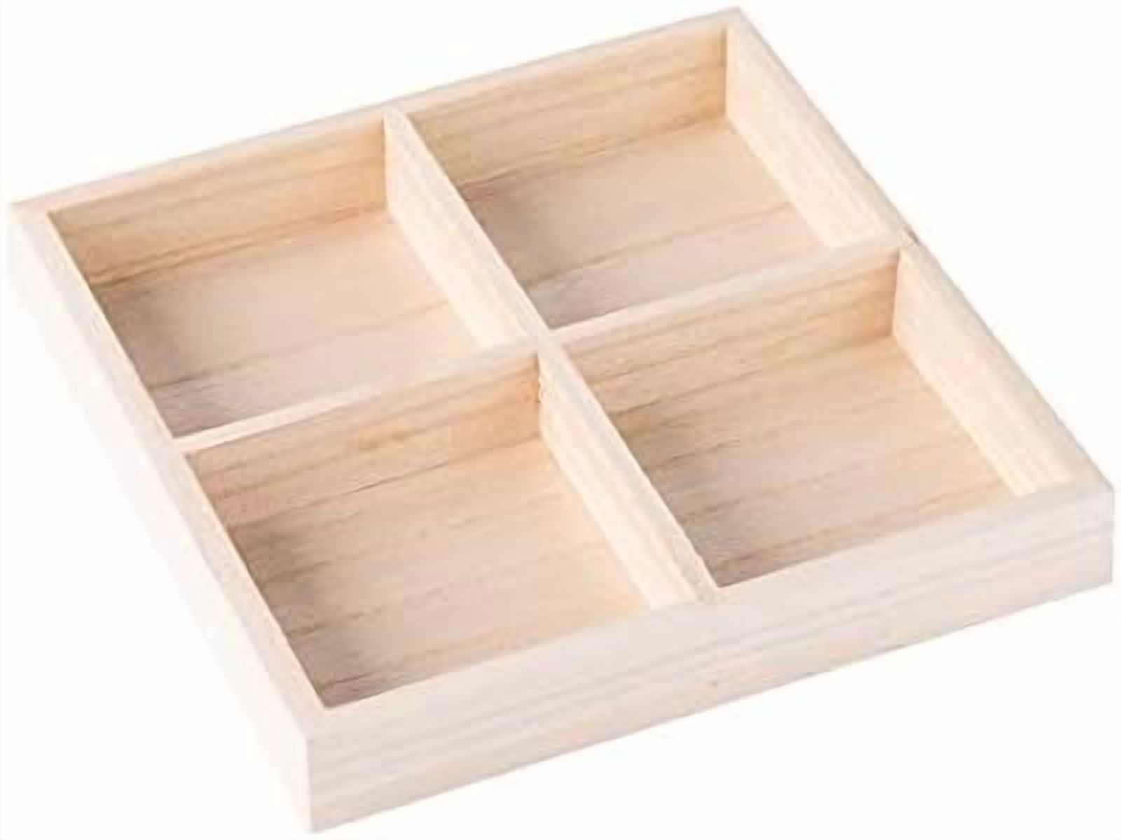 Wooden Tray with 4 Sections – 3 Pack Square Tray Chip and Dip – Divided ...