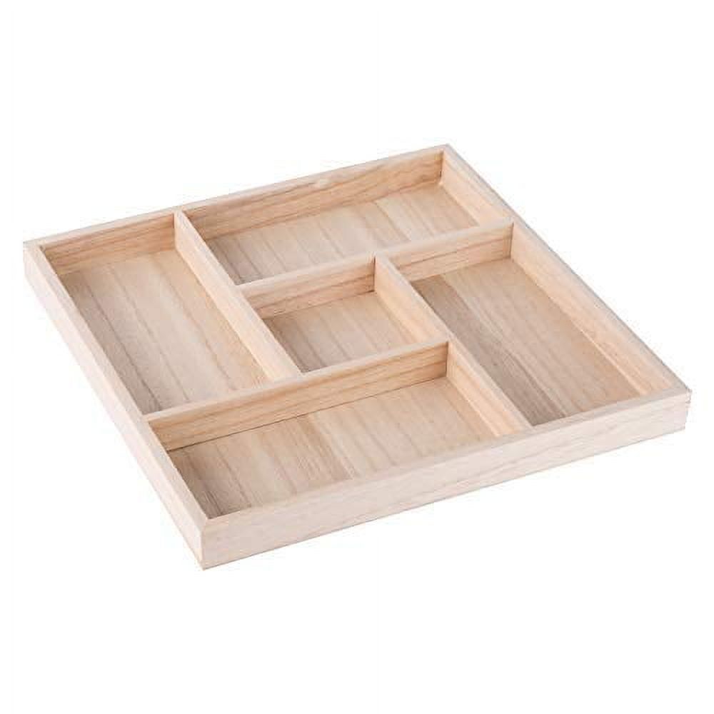 Wooden Tray with 5 Sections – 2 Pack Square Tray Chip and Dip Platter ...