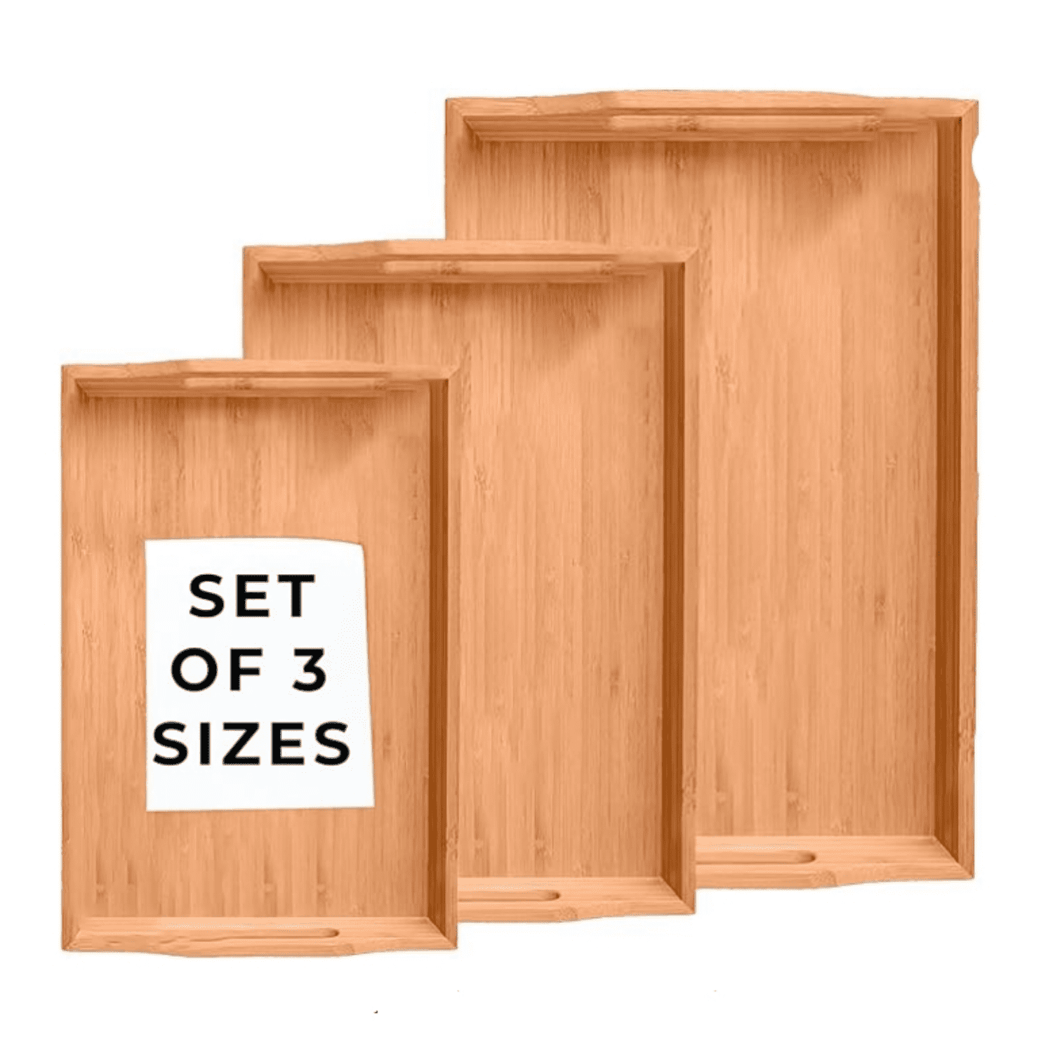 Wooden Tray - Light Brown Serving Trays with Handles - Nesting Design ...