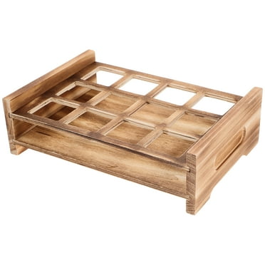 Dual Row Glass Holder Wooden Display Rack Durable Storage Carrier Drink ...