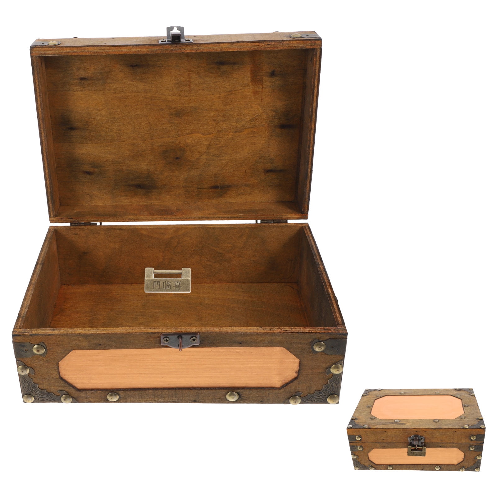 Wooden Treasure Chest with Lock Vintage Style Keepsake Box for Jewelry ...